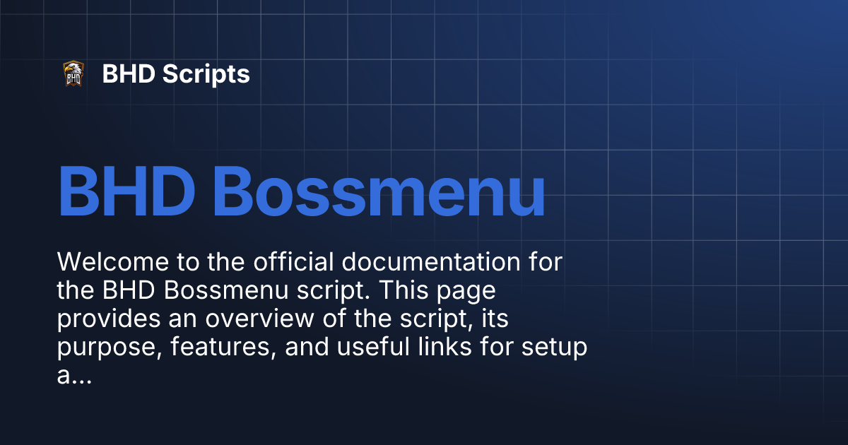 BHD Bossmenu | BHD Scripts